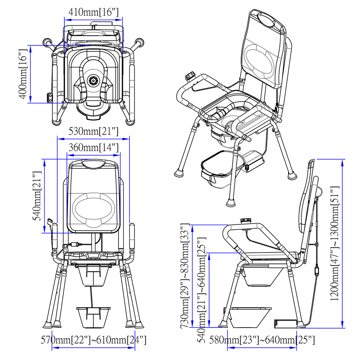 GentleBoost Power Uplift Commode Chair - Platinum Health Group