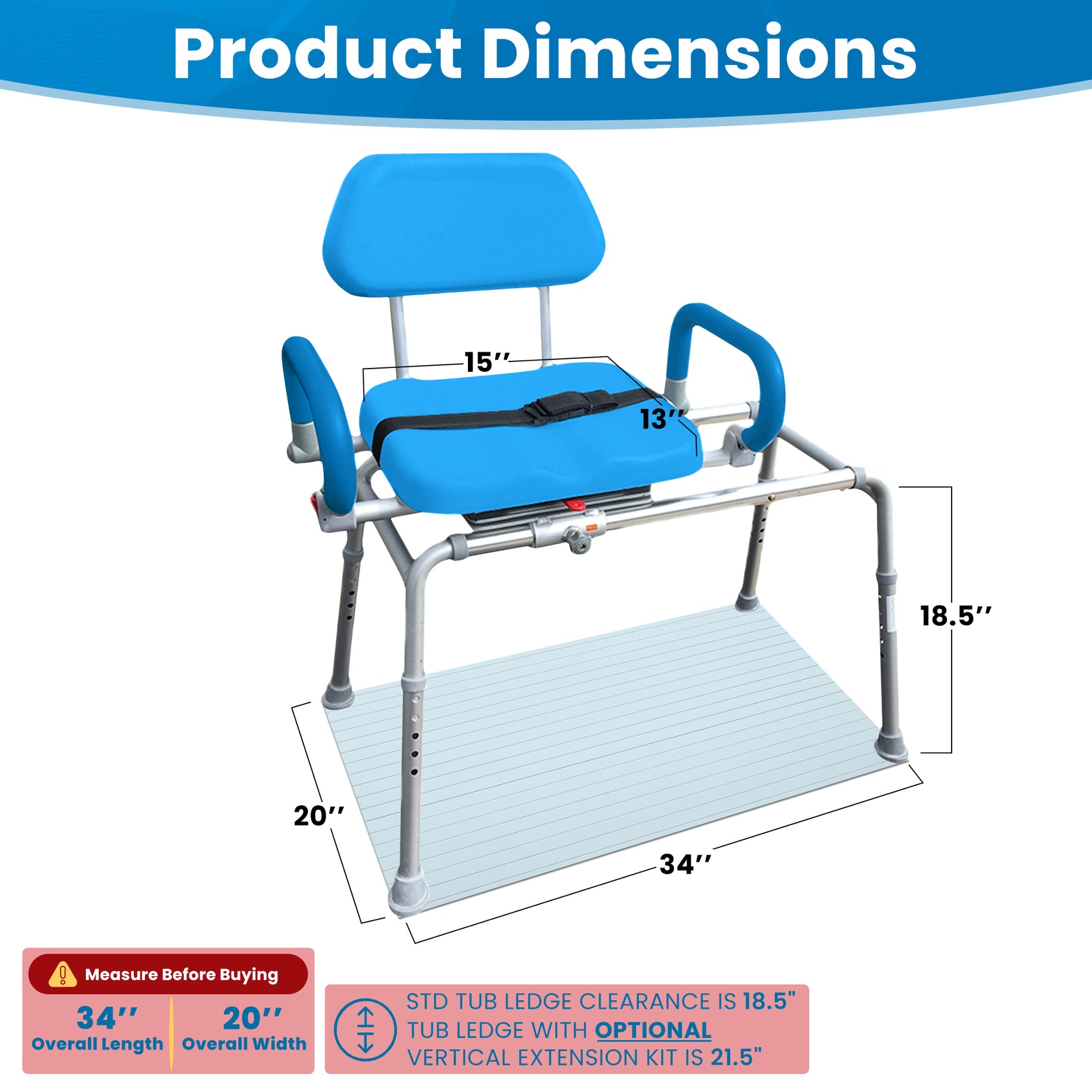 The Original Carousel Sliding Transfer Shower Bath Bench with Swivel S ...