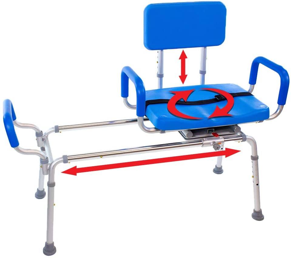 Carousel Sliding Transfer Bench with Swivel Seat-BARIATRIC 600LB Capac ...