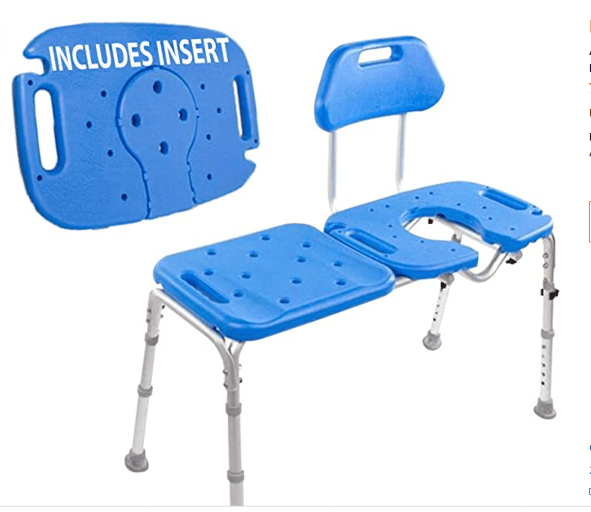 ALL-ACCESS Bath Transfer Bench with CUTOUT - Removable Insert ...