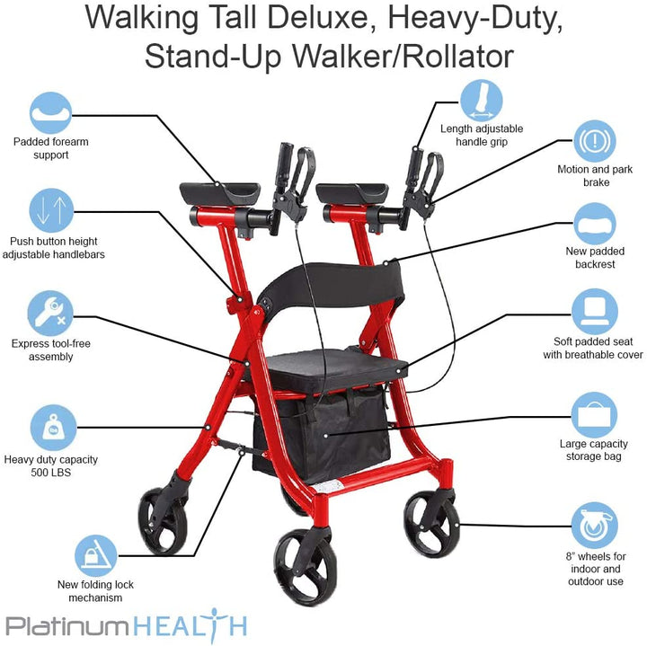 Walking Tall Deluxe Stand-Up Walker/Rollator with Elbow Support ...